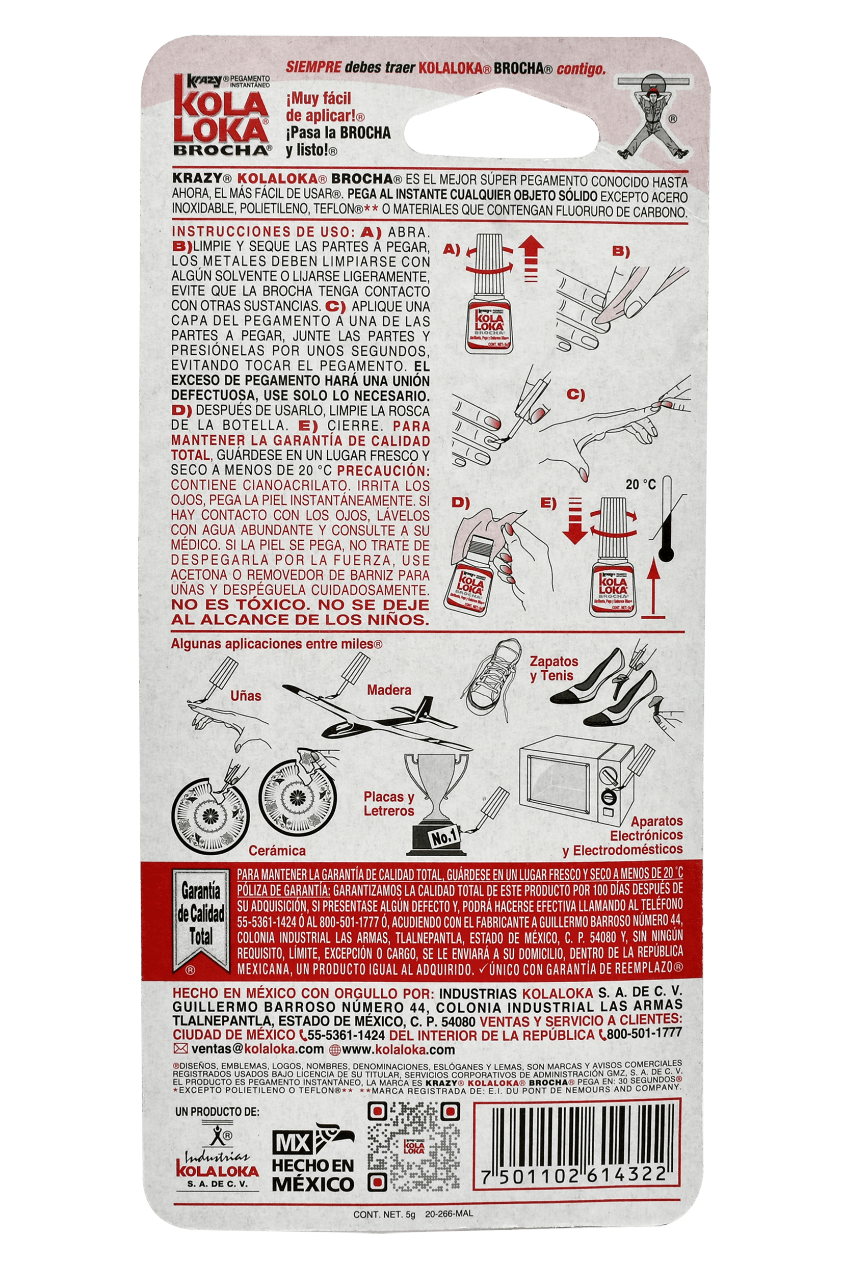 Industrias KolaLoka® | KolaLoka® Brocha | Pegamento Instantáneo