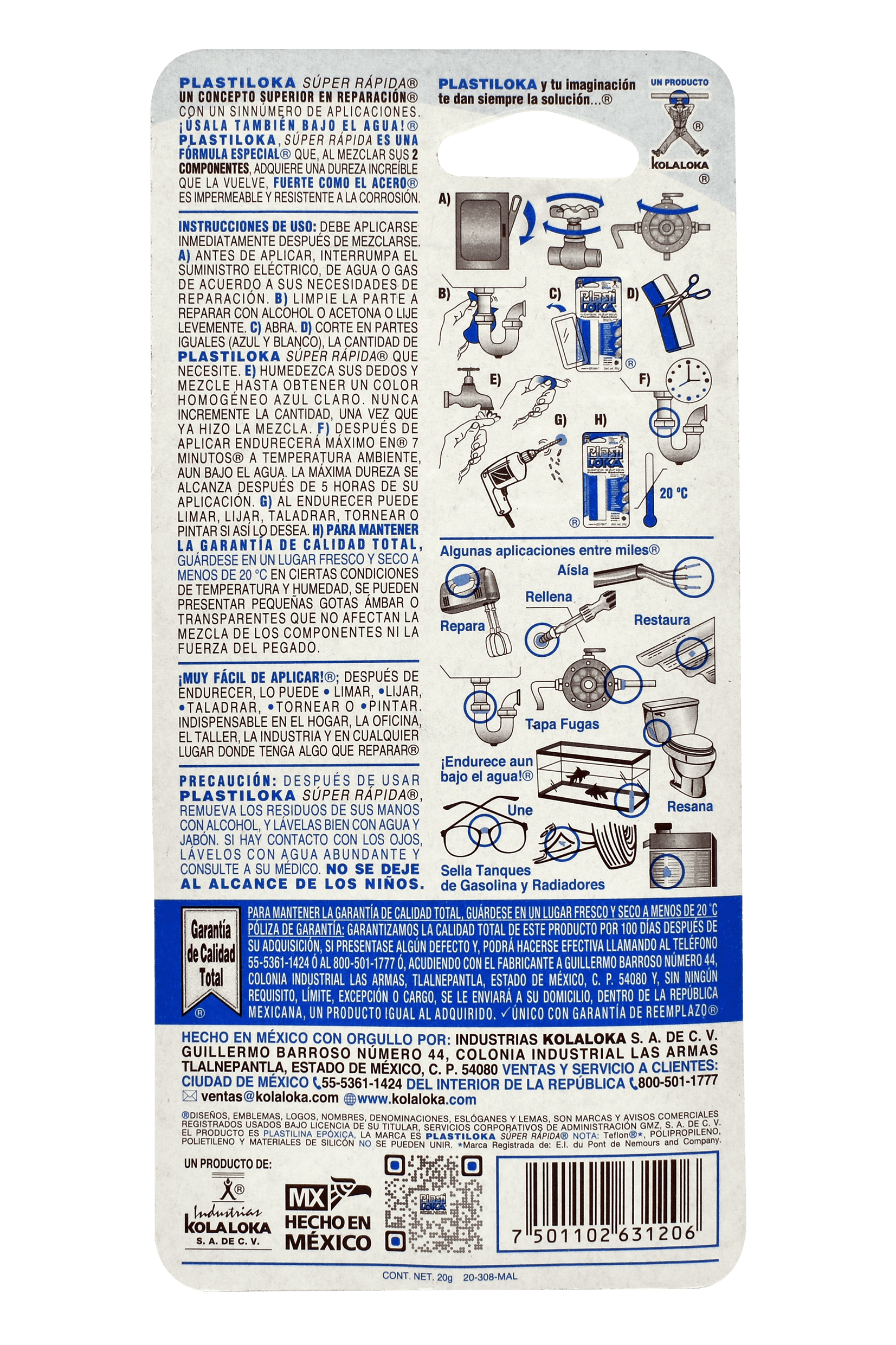 Industrias KolaLoka® | Plastiloka Súper Rápida | Plastilina Epóxica